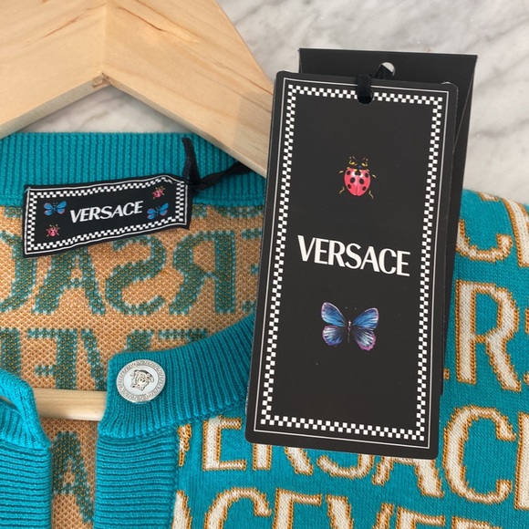 Versace | Sweaters | Authentic Versace Allover Logojacquard Cropped ...